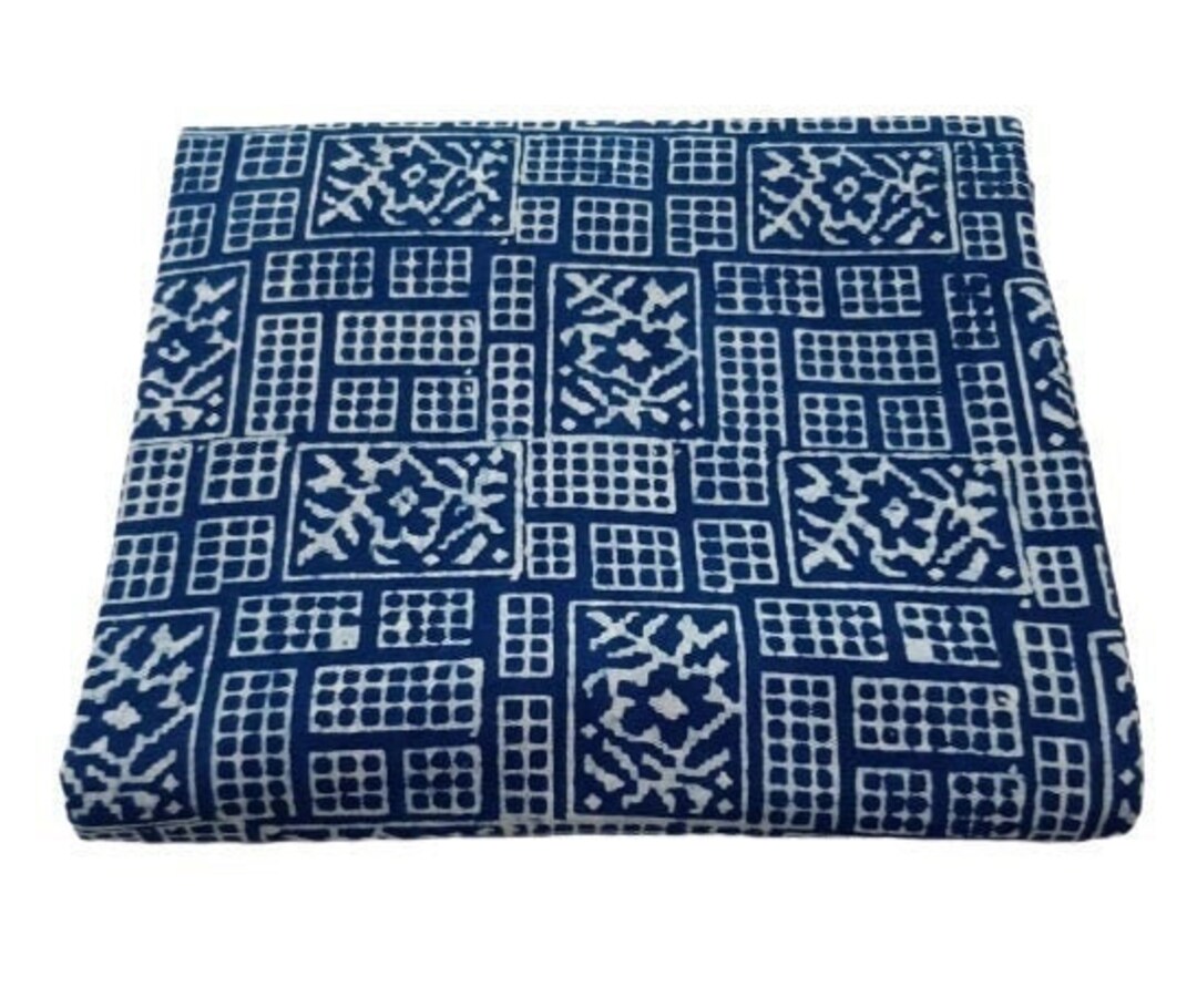 Indigo Blau Block Print Stoff,Blumen Print Stoff,Stoff Meterware,Kleid ...