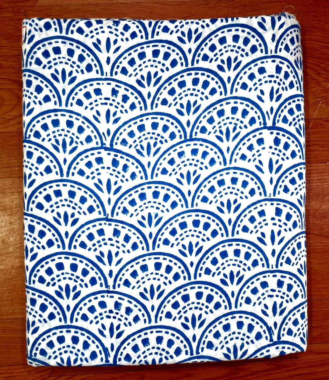 White Blue Block Print Fabric,by the Yard Floral Indian Fabric,fabric ...