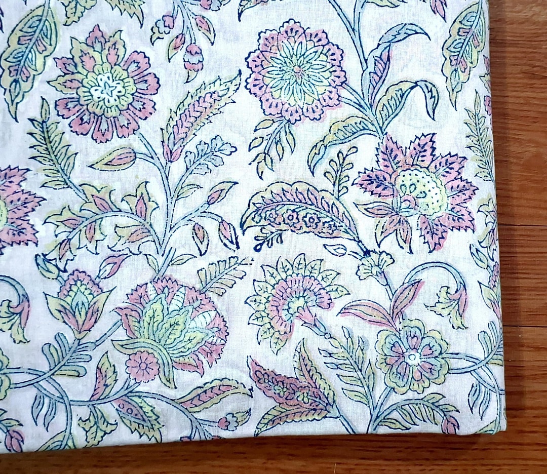 Purple Block Print Fabric,by the Yard Floral Indian Fabric,dressmaking ...
