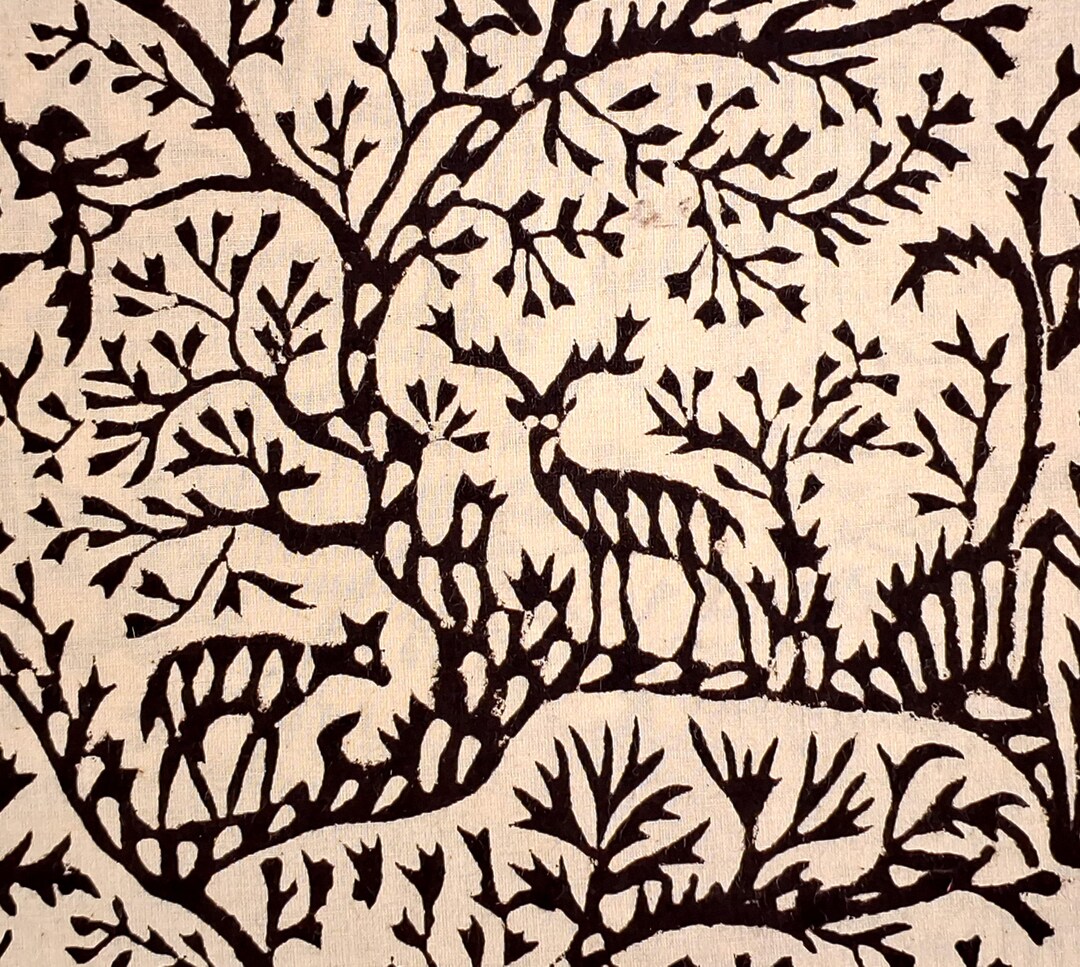 Off White Black Block Print Indian Cotton Fabric,by the Yard Animal ...