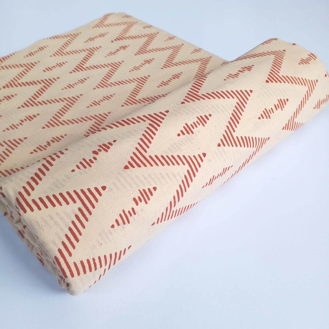 Beige Block Print Fabric,chevron Print Fabric,indian Cotton Fabric ...