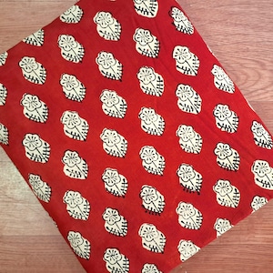 Red Block Print Fabric,by the Yard Floral Indian Fabric,dressmaking ...