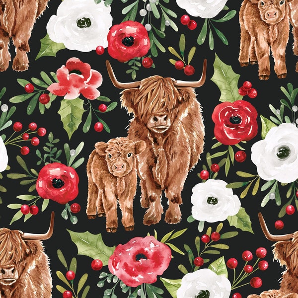 Black Highland Cow Fabric - Etsy