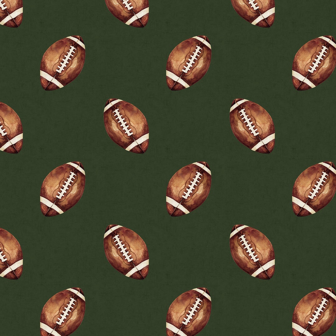 Green Watercolor Football Fabric, Fabric by the Yard, Sports Fabric ...