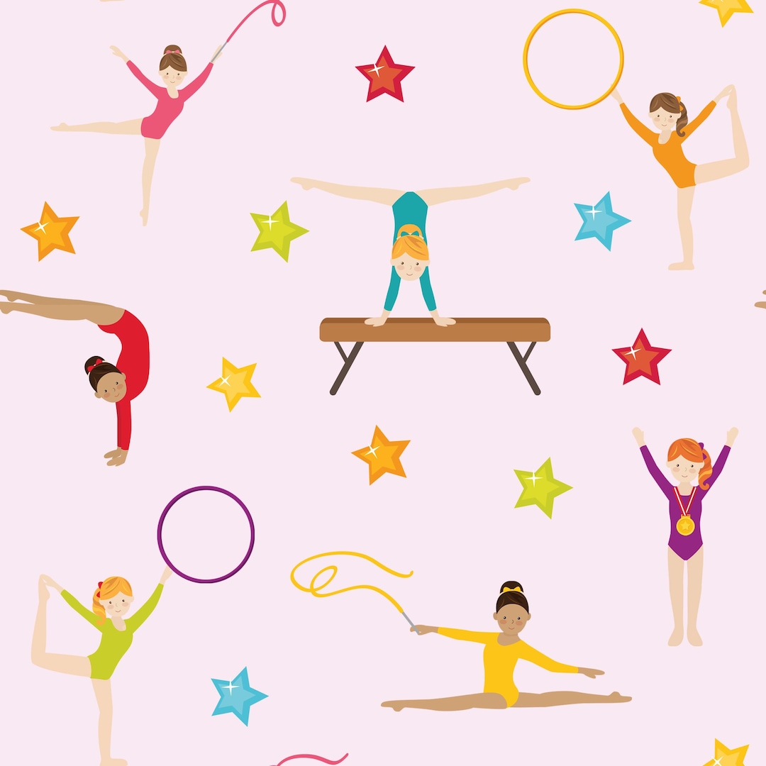 Purple Gymnastics Fabric, Girl Gymnast Fabric, Fabric by the Yard ...