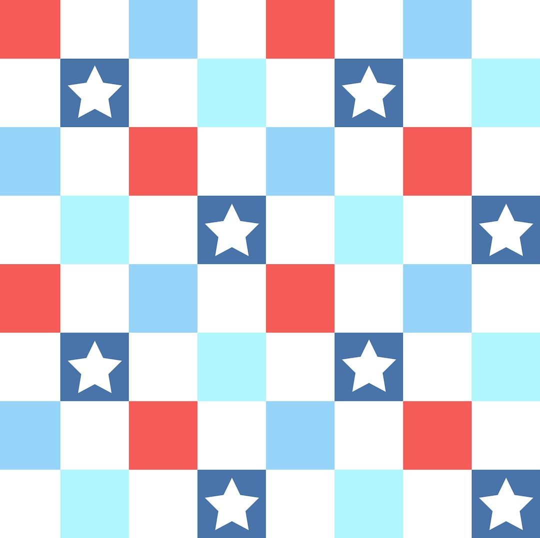 Patriotic Checker Fabric, 4th of July Fabric, Fabric by the Yard, Julie ...