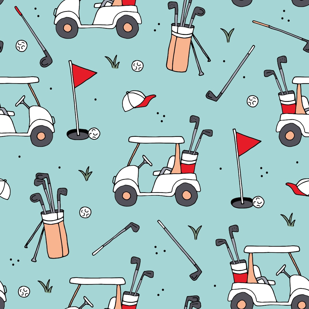 Blue Golf Fabric, Fabric by the Yard, Little Smile Makers, Sports ...