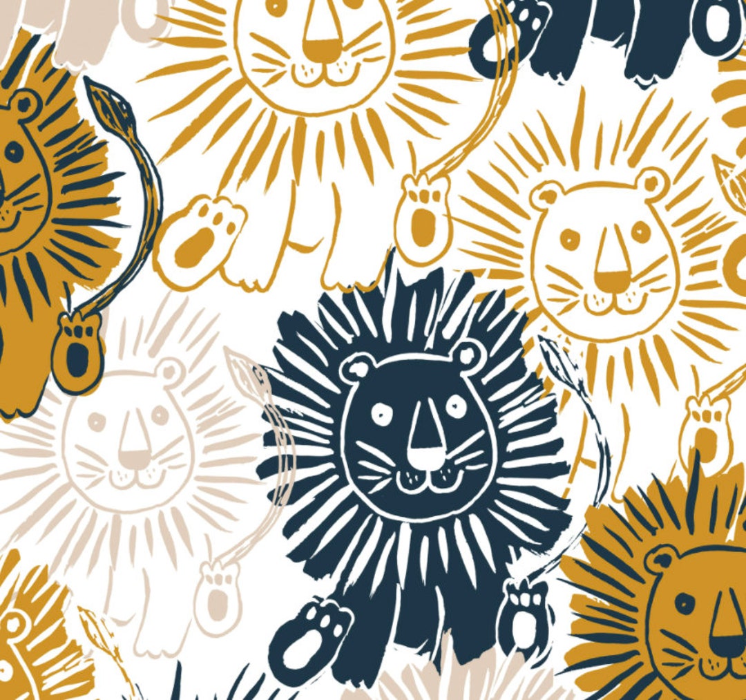 Gold Lion Fabric, Fabric by the Yard, Shop Cabin, Quilting Cotton ...