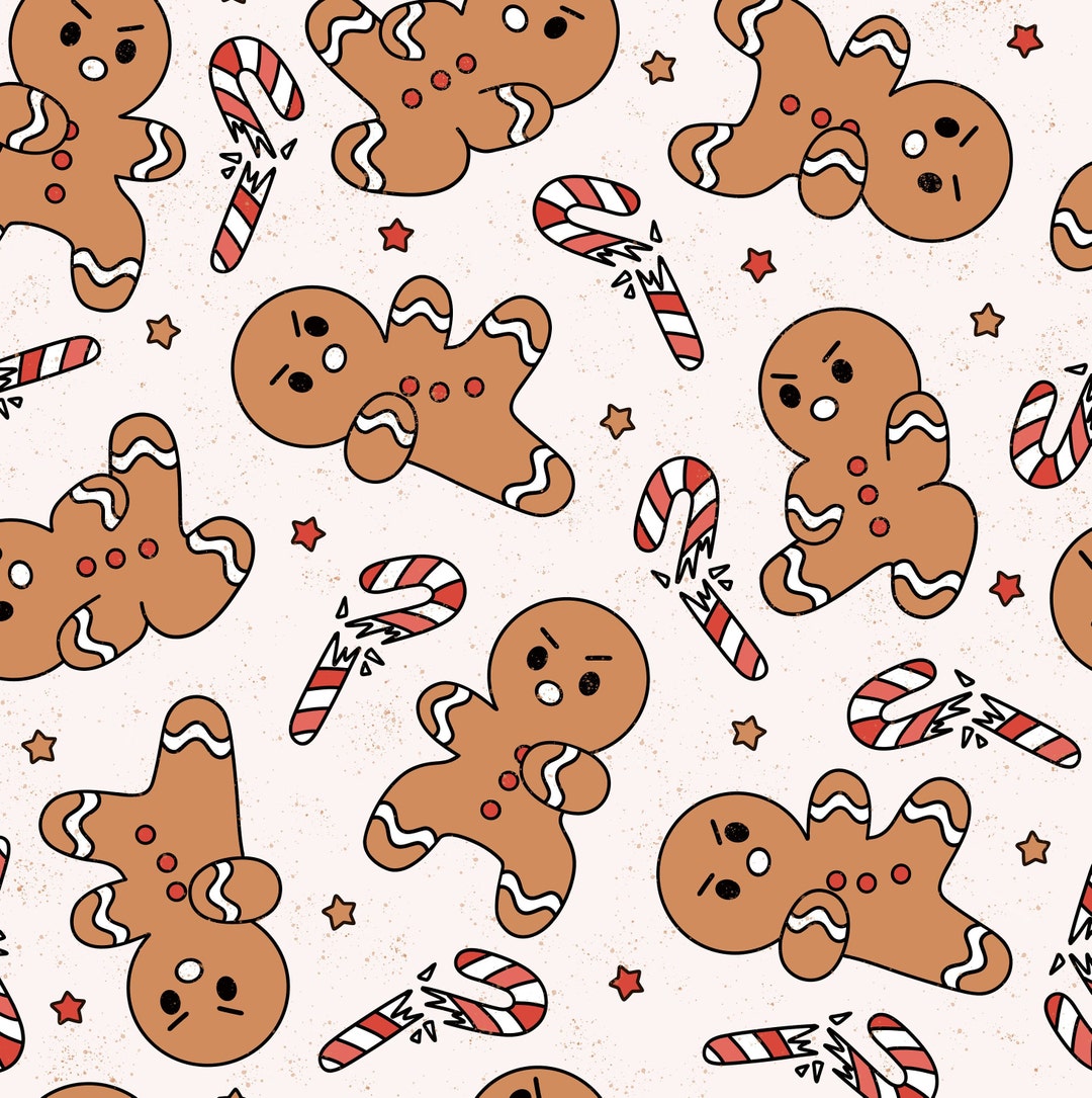 Ninjabread Man Fabric, Gingerbread Christmas Fabric, Fabric by the Yard ...