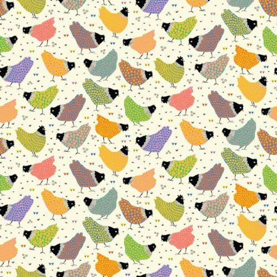 Colorful Chicken Fabric by the Yard, Sandra Hutter, Quilting Cotton ...