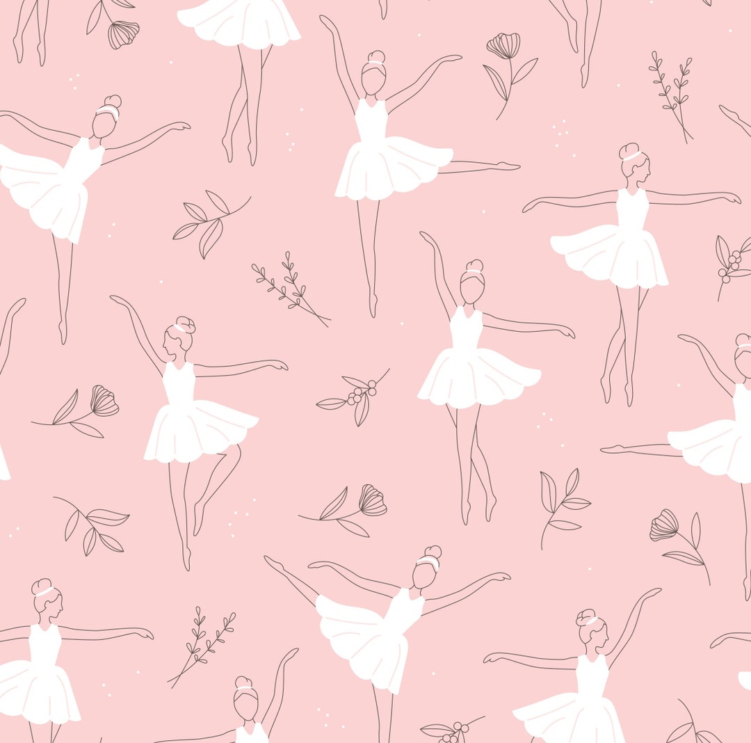 Pink Ballet Fabric, Ballerina Dancer Fabric, Fabric by the Yard, Little ...