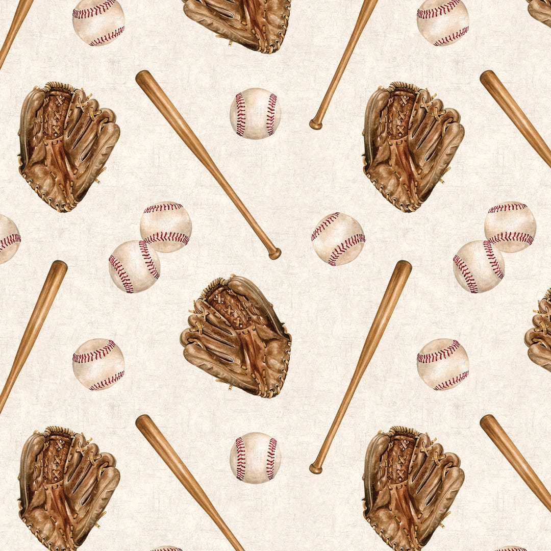 Baseball Fabric, Fabric by the Yard, Sports Fabric, Baseball Glove and ...