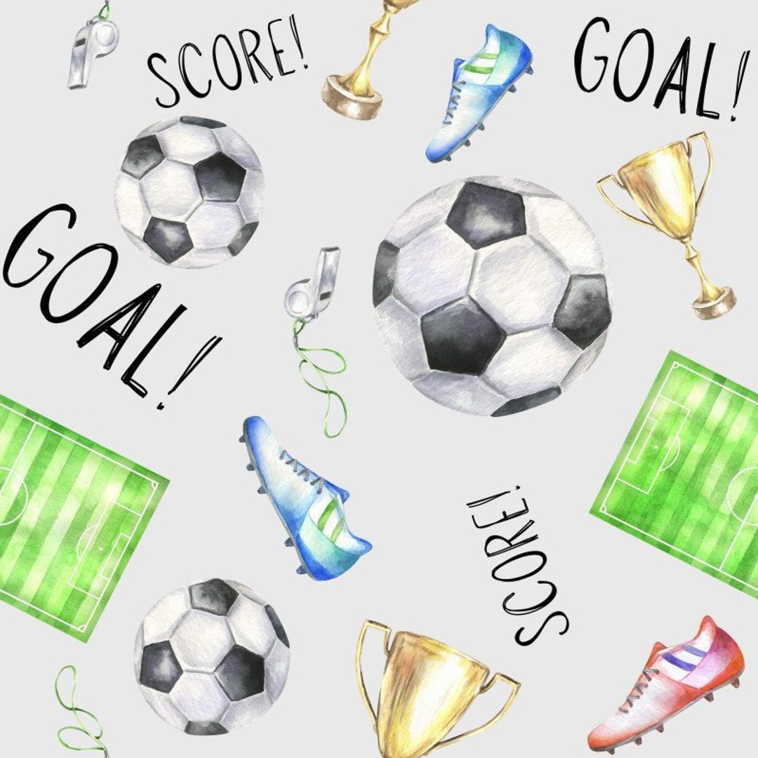 Soccer Game Fabric, Fabric by the Yard, Soccer Ball Fabric, Quilting ...