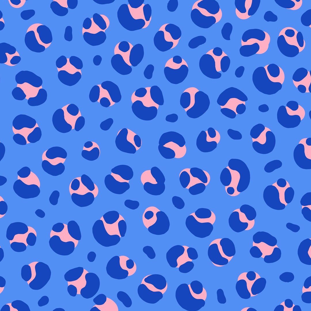 Teal Leopard Print Fabric, Animal Print Fabric, Fabric by the Yard ...