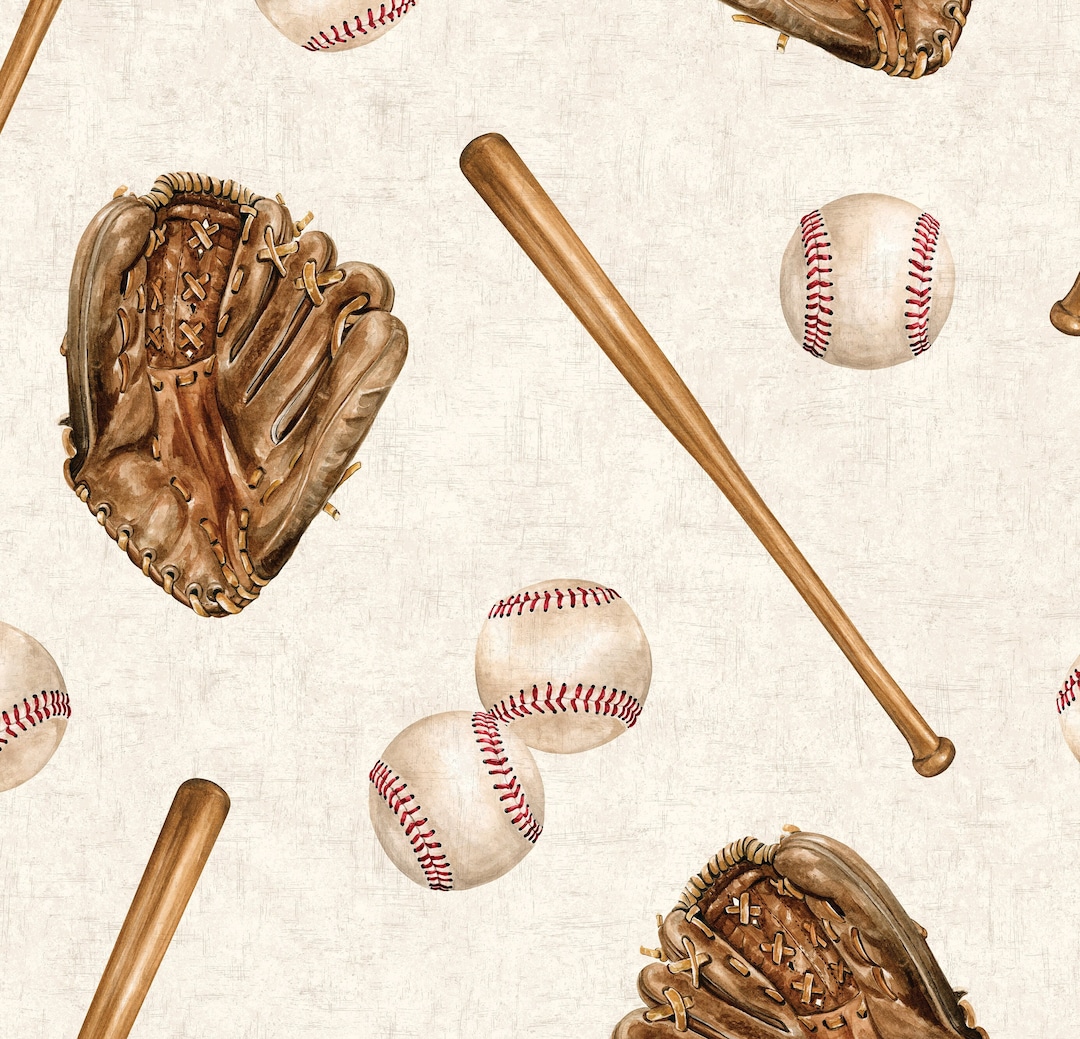 Baseball Fabric, Fabric by the Yard, Sports Fabric, Baseball Glove and ...