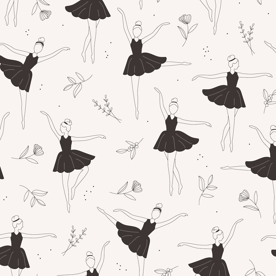 Gray Ballet Fabric, Ballerina Dancer Fabric, Fabric by the Yard, Little ...