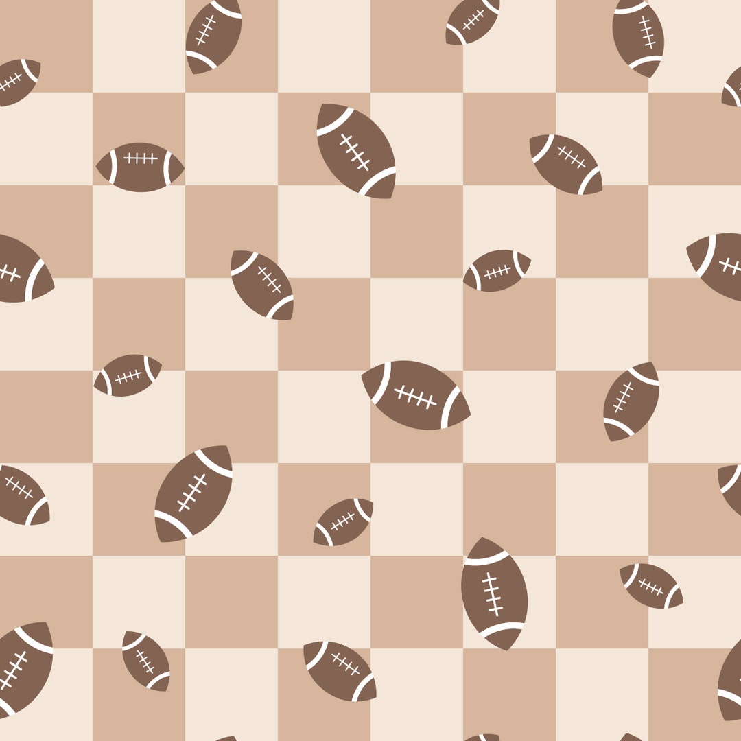 Tan Checker Football Fabric, Fabric by the Yard, Sports Fabric, Little ...