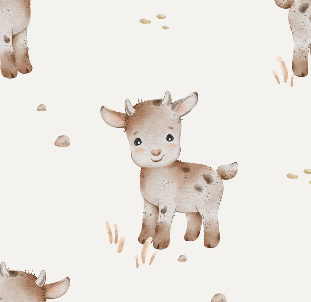 Baby Goat Fabric, Fabric by the Yard, Farm Animal Fabric, Autumn River ...