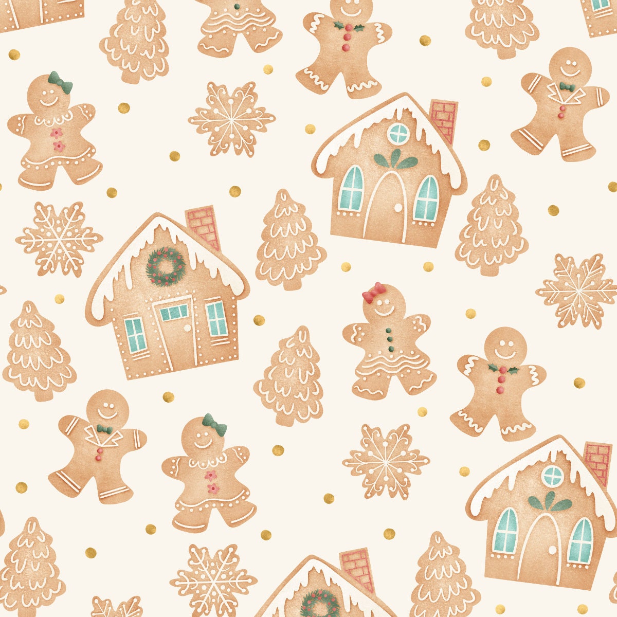 Gingerbread House Fabric, Christmas Fabric, Gingerbread Men, Fabric by ...