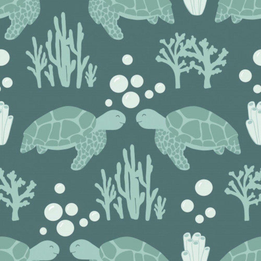 Sea Turtle Fabric, Fabric by the Yard, Cate & Rainn, Quilting Cotton ...