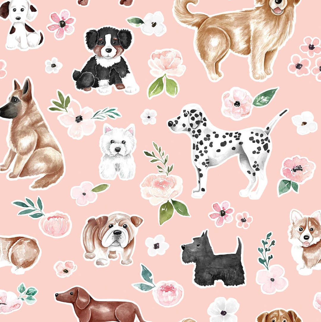 Light Pink Dog Fabric, Puppy Boutique, Fabric by the Yard, Cate and ...