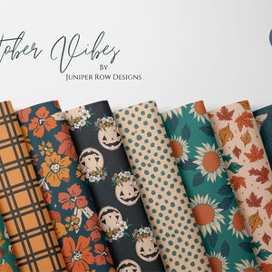 Orange and Teal Fallen Leaves Fabric, Fall Leaf Fabric, Fabric by the ...