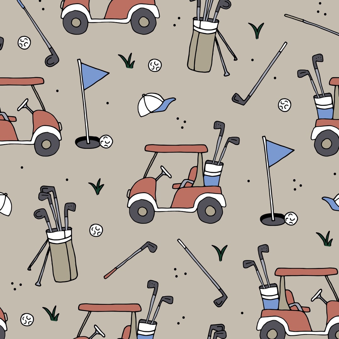 Tan and Blue Golf Fabric, Sports Golf Fabric, Fabric by the Yard ...