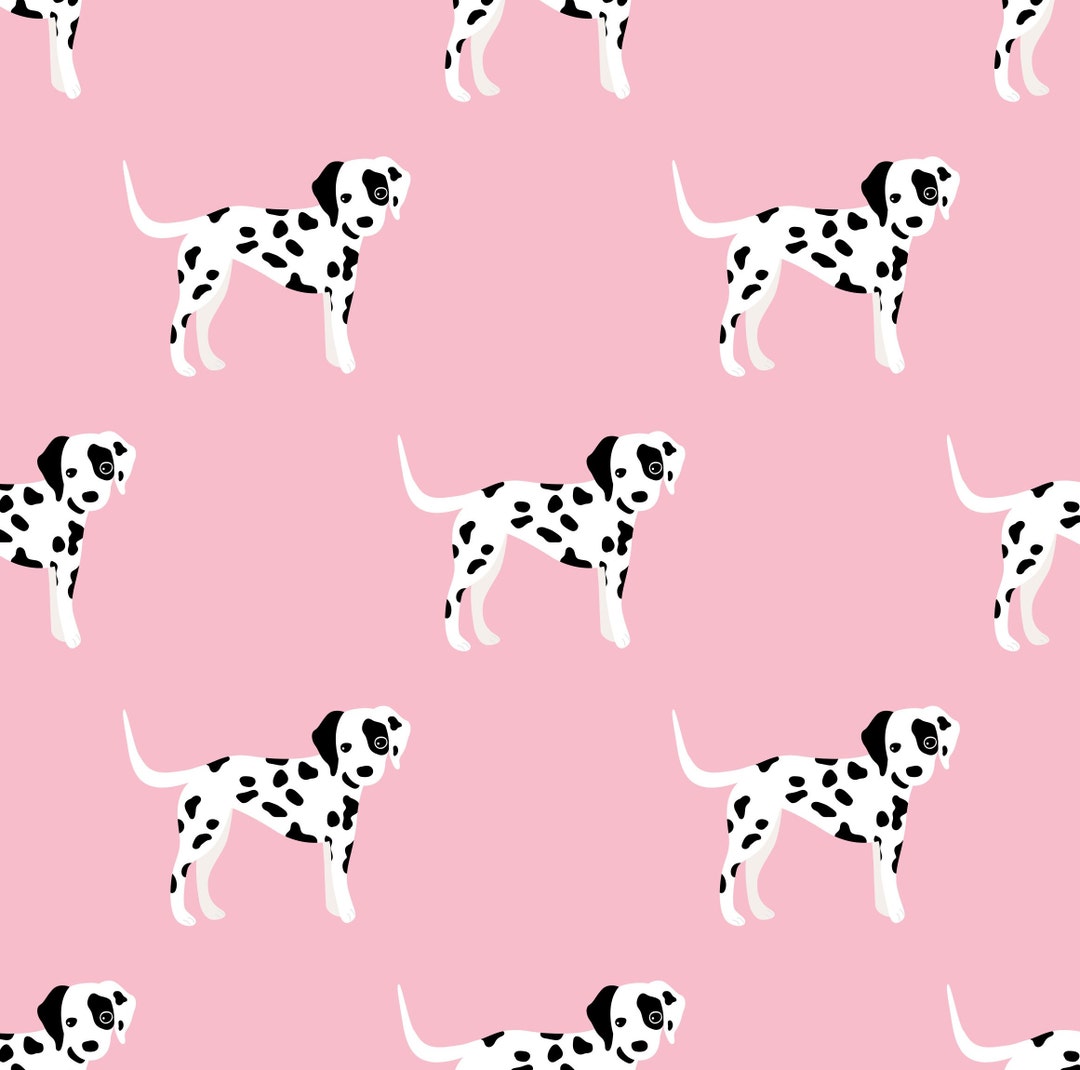 Pink Dalmation Fabric, Fabric by the Yard, Dog Fabric, Little Smile ...