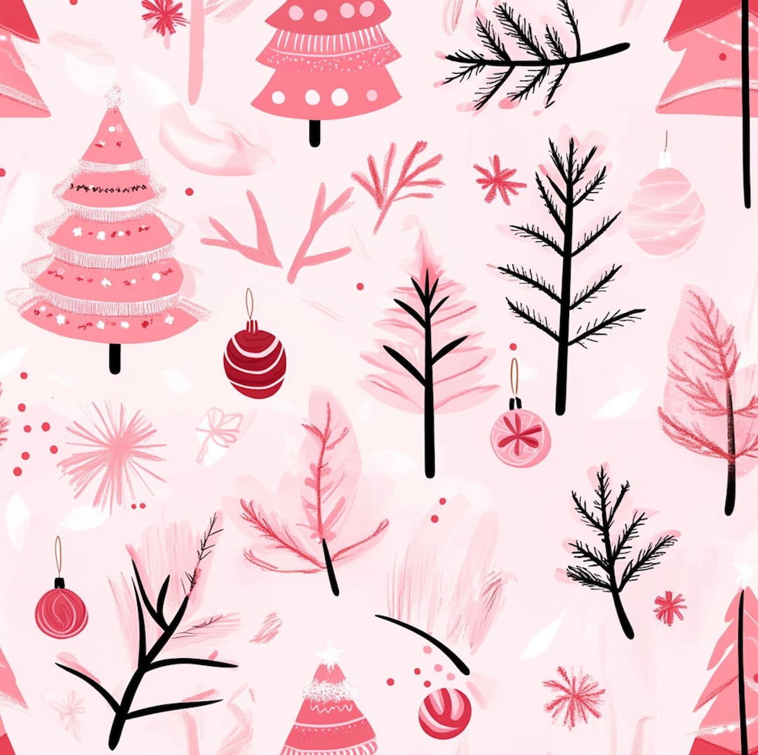 Pink Christmas Tree Fabric, Fabric by the Yard, Christmas Fabric, Tori ...
