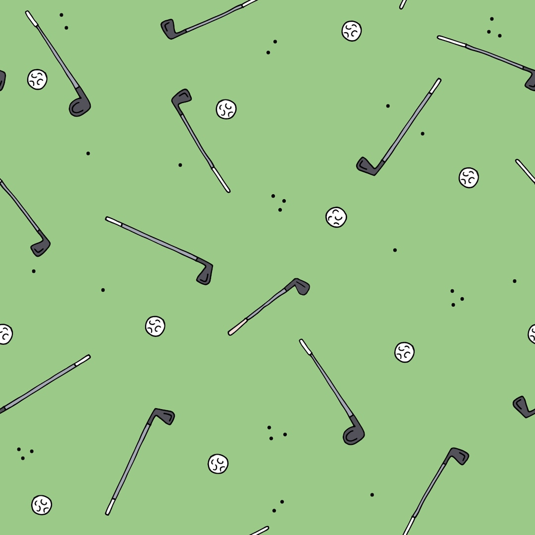 Green Golf Fabric, Golf Club and Ball Fabric, Fabric by the Yard ...