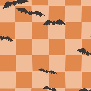 Orange Checker Bats Fabric, Fabric by the Yard, Halloween Fabric ...