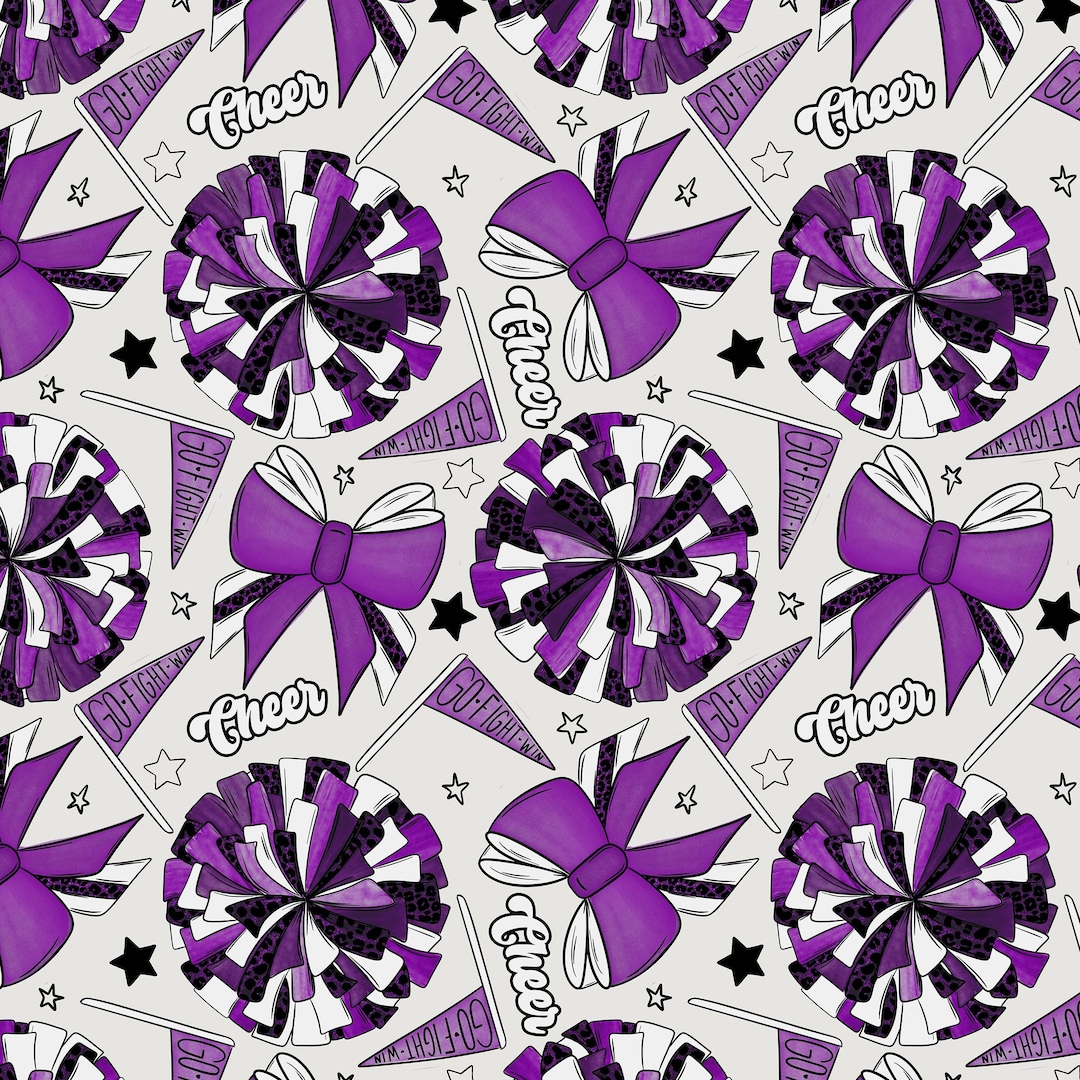 Purple Cheerleading Fabric, Cheerleader Pom Pom Fabric, Fabric by the ...