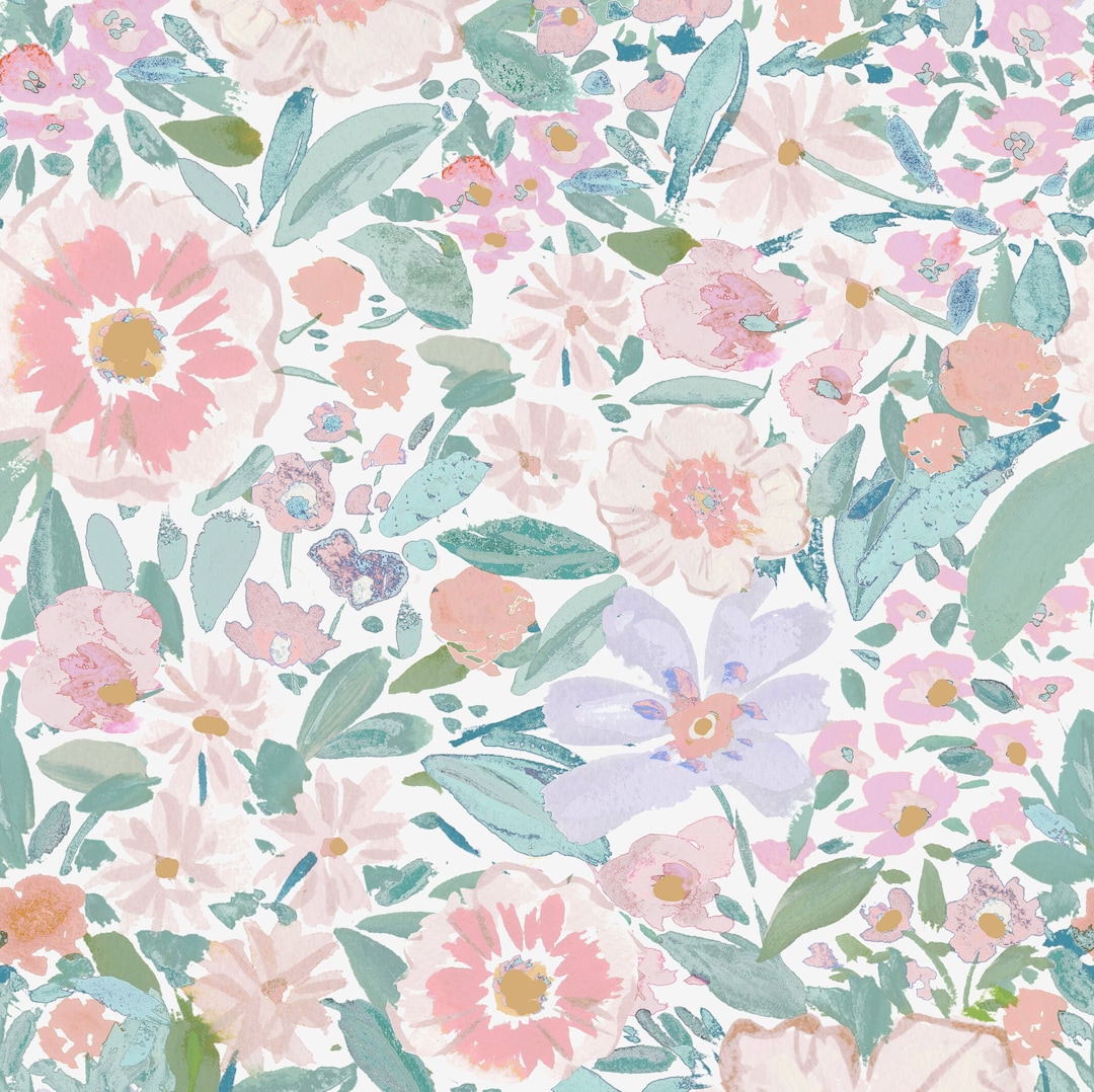 Spring Pastel Floral Fabric, Fabric by the Yard, Easter Floral ...
