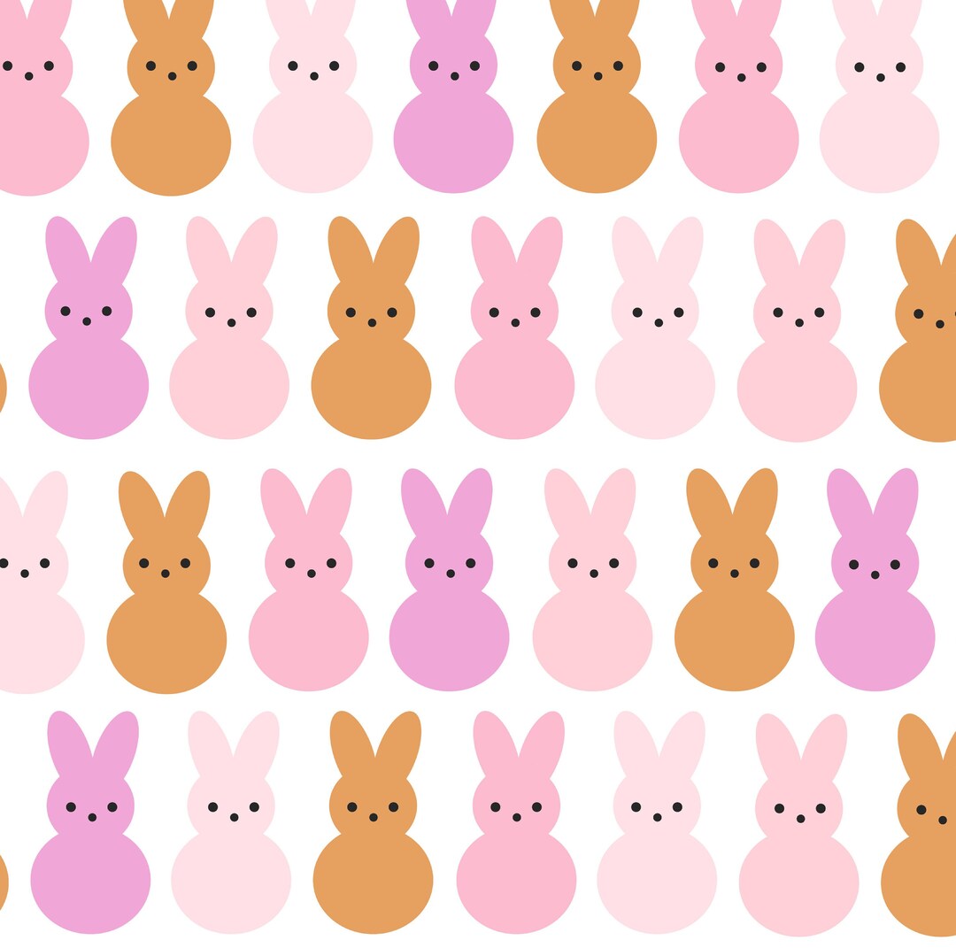 Pink Spring Bunny Fabric, Bunny Peeps Fabric, Easter Fabric, Fabric by ...