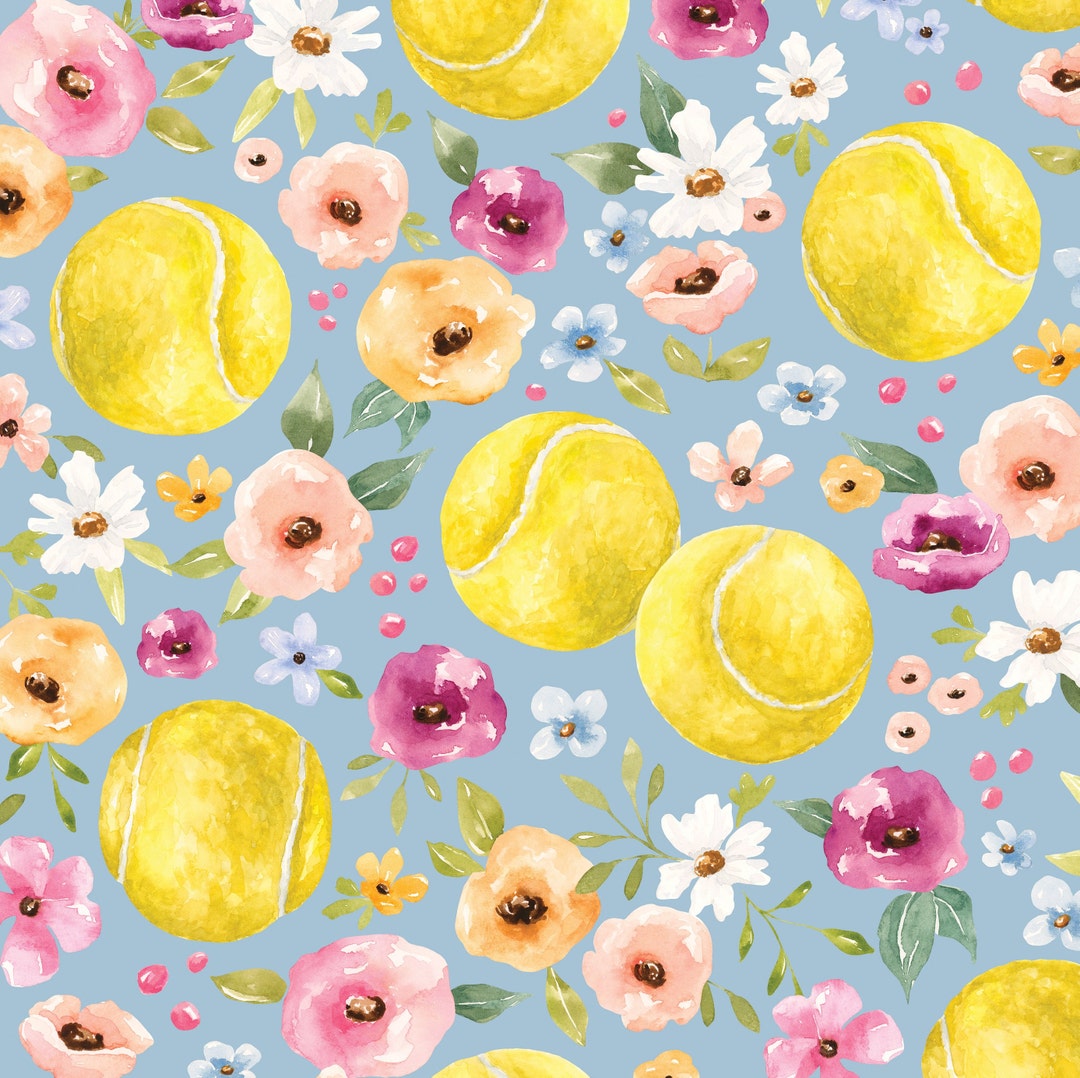 Blue Tennis Floral Fabric, Girl Tennis Fabric, Fabric by the Yard ...