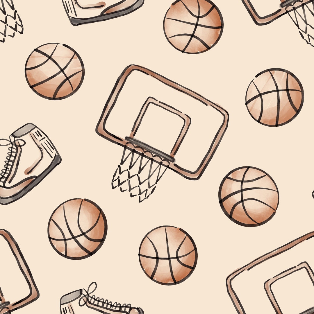 Cream Basketball Fabric, Fabric by the Yard, Sports Fabric, Tate Made ...