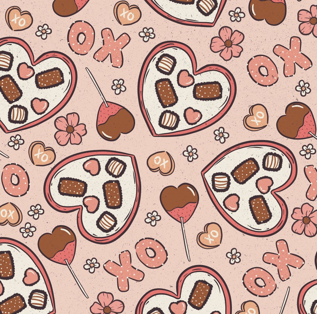 Valentine Candy Fabric, Box of Chocolates Fabric, Valentine's Day ...