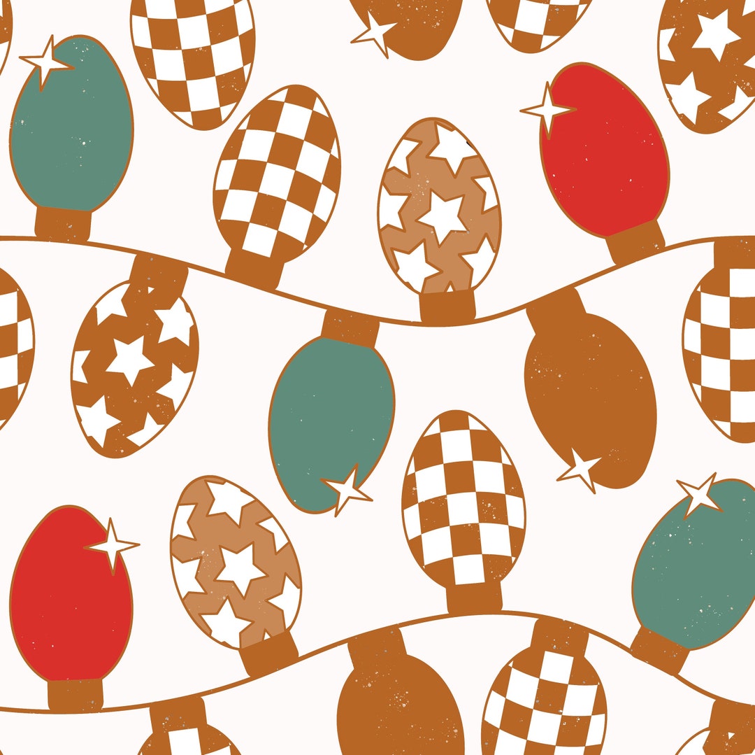 Retro Christmas Lights Fabric by the Yard, Christmas Print, Julie ...