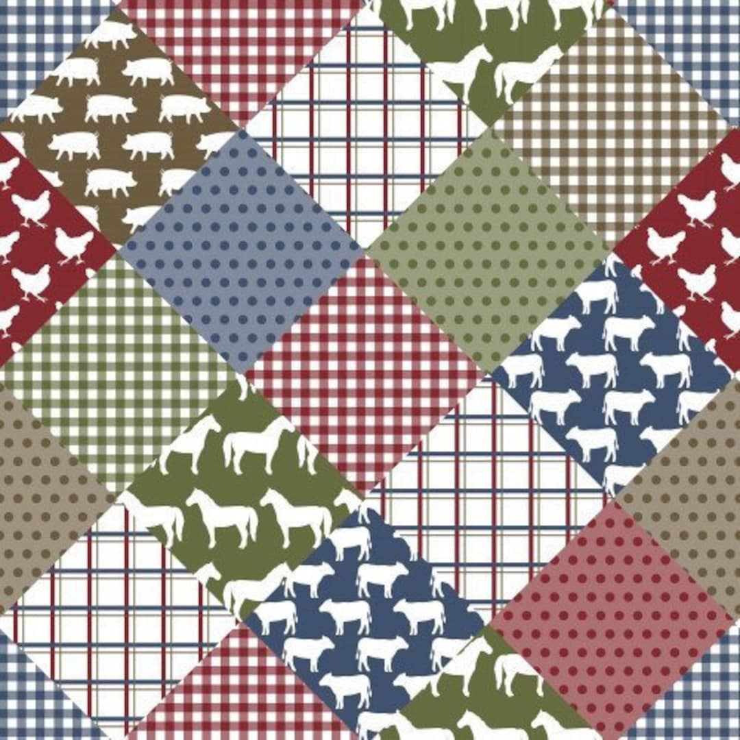 Farm Cheater Quilt Design, Fabric by the Yard, White Oak Originals ...