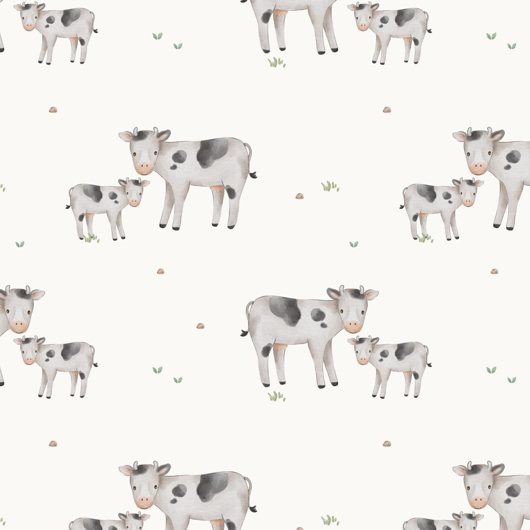 Cream Baby Cow Fabric, Farm Animal Fabric, Fabric by the Yard, Autumn ...
