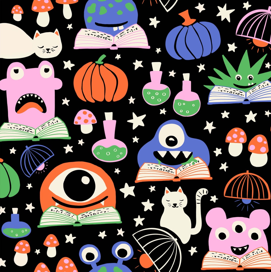 Black Monster Fabric, Fabric by the Yard, Monsters at Work, Quilting ...