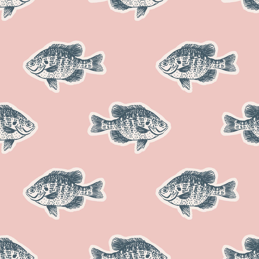 Pink Fish Fabric, Bluegill Fabric, Fabric by the Yard, Kim Hallquist ...