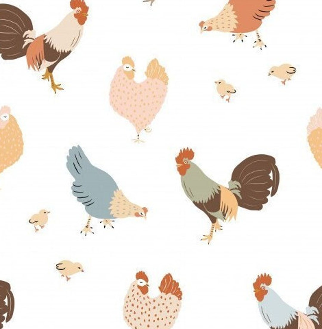 Chicken Fabric by the Yard, Indy Bloom Design, Rooster Fabric, Quilting ...