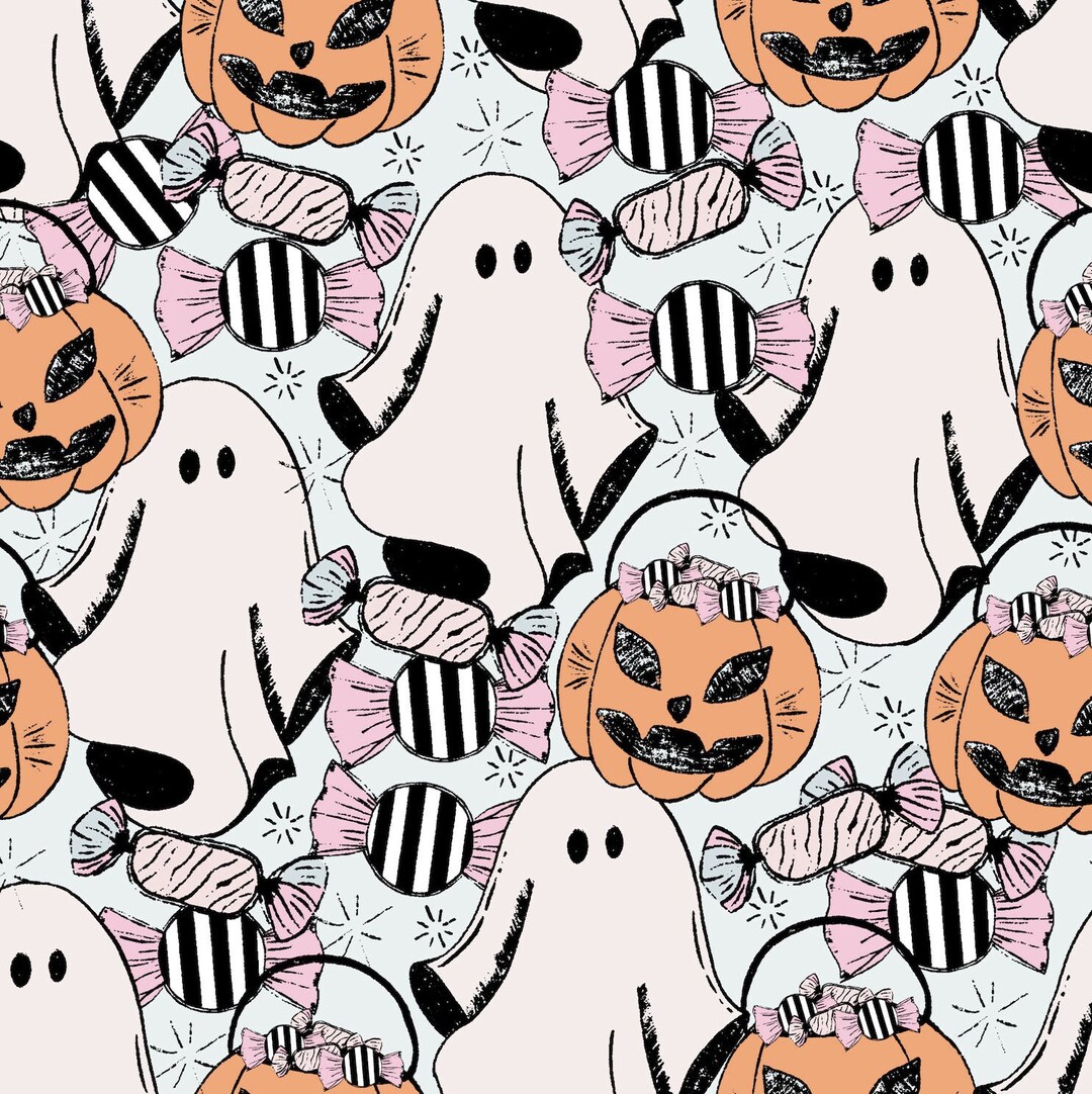 Ghost Fabric, Halloween Fabric, Pumpkin Fabric, Cute Halloween Fabric ...