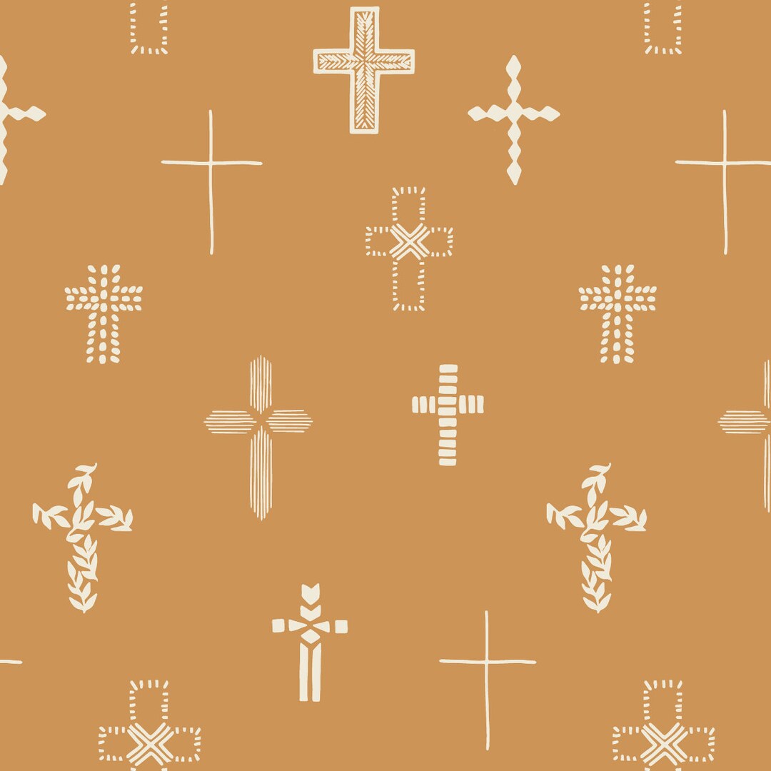 Orange Cross Fabric, Fabric by the Yard, Honey Nougat, Erin Kendal ...