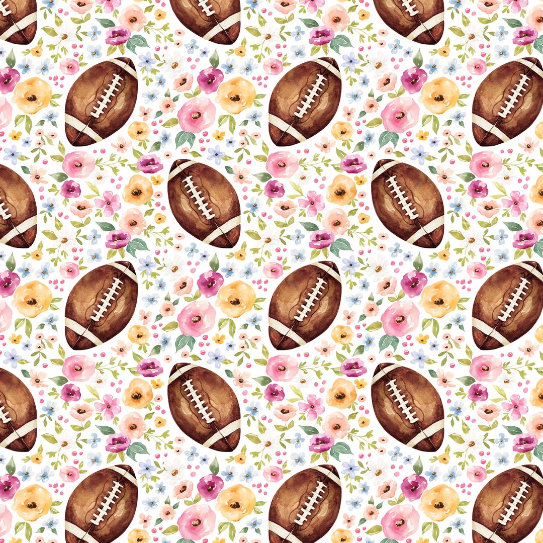 Floral Football Fabric, Fabric by the Yard, Sports Fabric, Cate & Rainn ...