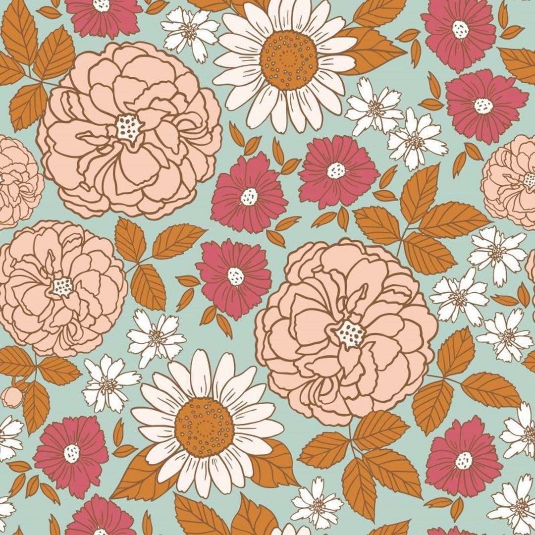 Valentine Floral Fabric, Indy Bloom Design, Golden Girl in Valentine ...