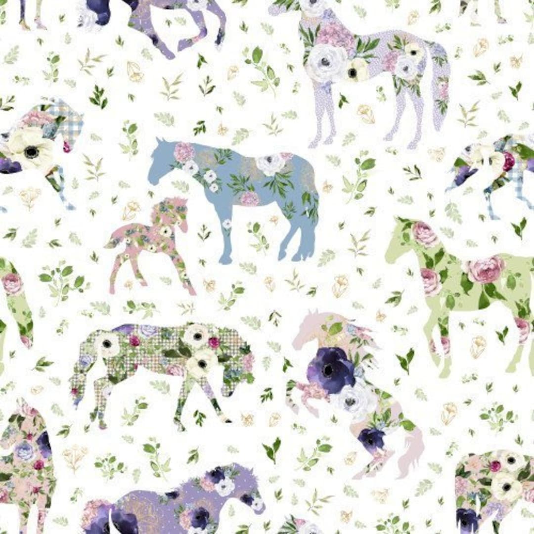 Patchwork Horses Fabric, Fabric by the Yard, Shop Cabin, Quilting ...