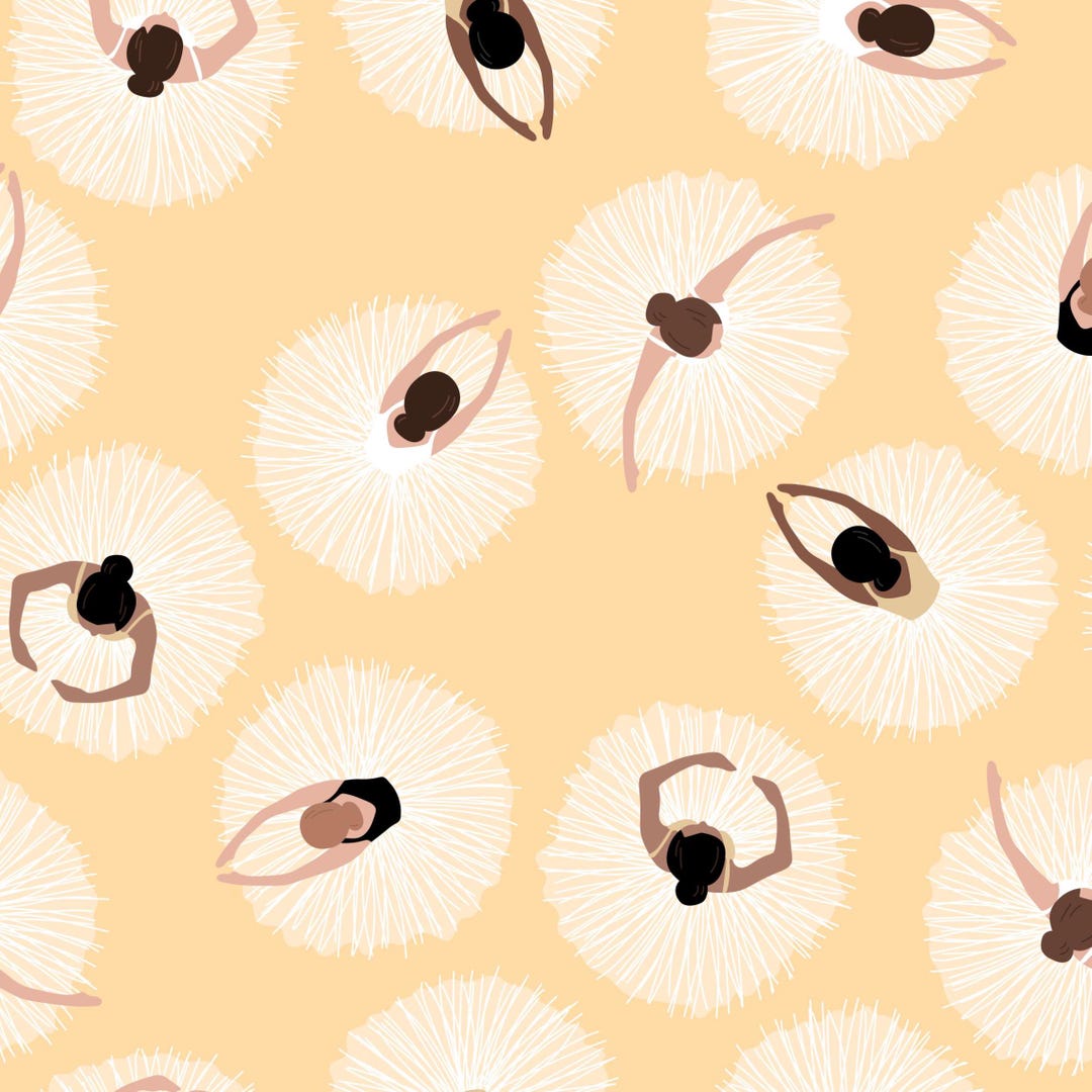 Yellow Ballet Fabric, Ballerina Fabric, Fabric by the Yard, Little ...