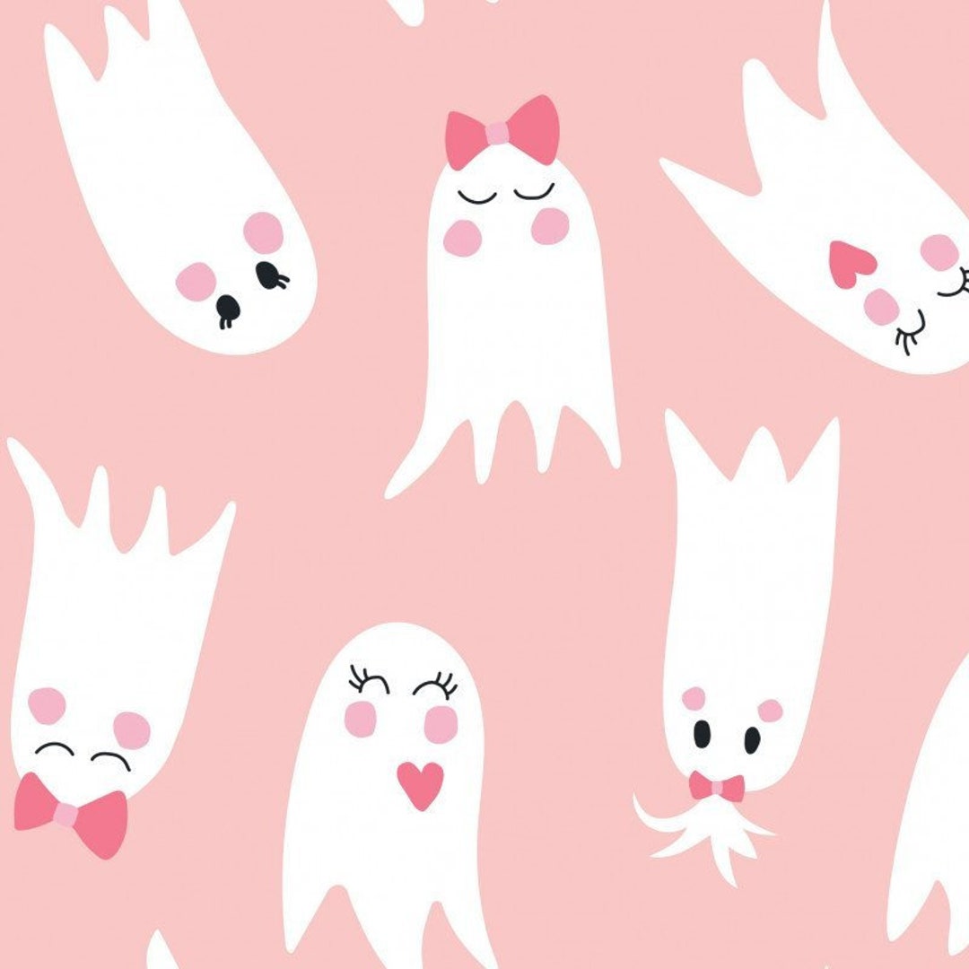 Pink Halloween Ghosts Fabric, Fabric by the Yard, Hey Cute Designs ...